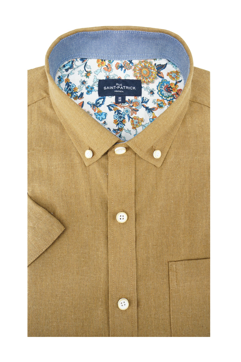 Belvoir Linen Blend Short Sleeve Shirt in Chamoisee – Rue Saint-Patrick