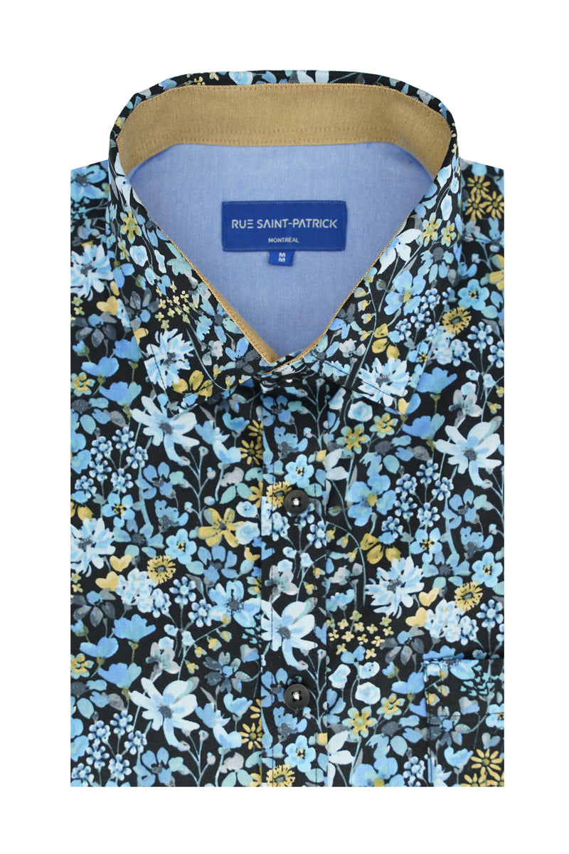 Merida Floral Short Sleeve Shirt in Powder Blue and Black – Rue Saint ...